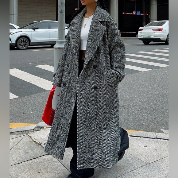 Jackets & Coats | Walk Downtown Longline Lapel Double Breasted Woven ...